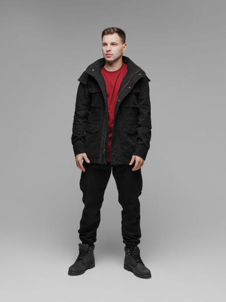 Куртка Мужской M65 CASUAL черный Хлопок, размер 52 Длинный Демисезон Без наполнителя Китай ...