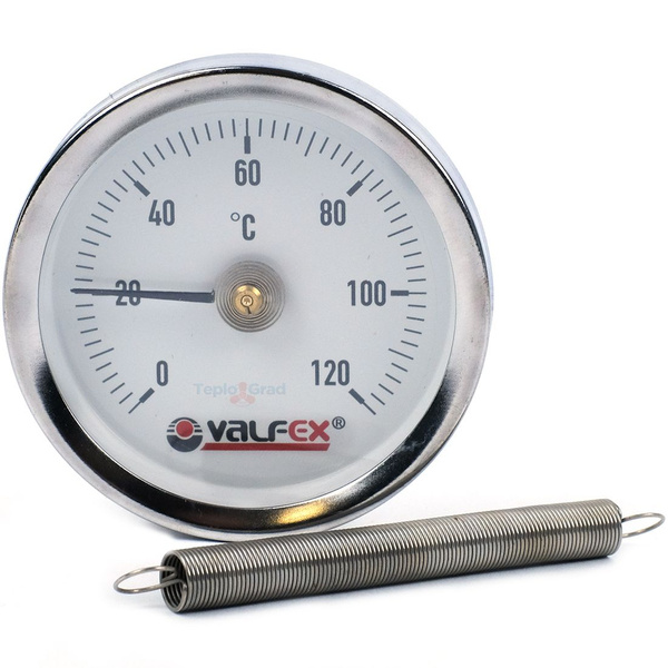 Термометр биметаллический Valfex с накладной с пружиной, корпус 63 мм купить на OZON по низкой ...