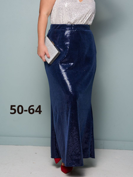 Юбка Женский SPARADA синий, размер 62, 64 Резинка Макси Пайетки На любой сезон А-силуэт купить c ...