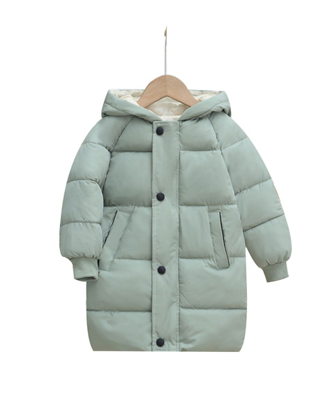 Пуховик Девочки, Мальчики BCATON зеленый Политекс, размер 130 Длинный Еврозима прямой Полиэстер ...