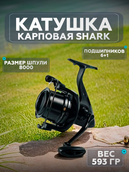 Катушка EastShark Shark, Безынерционная, 8000, Передний фрикцион купить c доставкой на OZON по ...