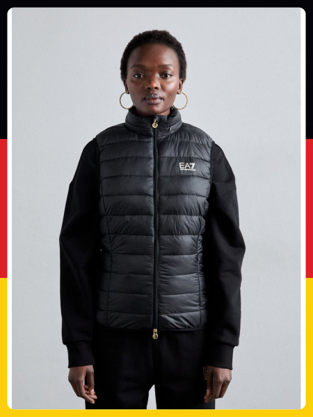 Жилет утепленный Женский EA7 черный, размер 40, 42 Не указана дышащий материал купить c ...