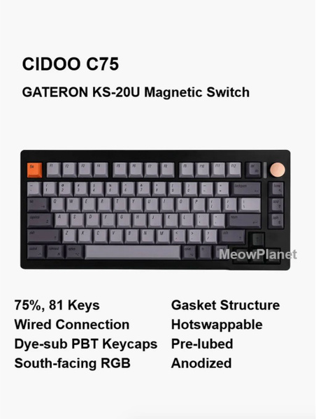 Игровая клавиатура проводная Cidoo_C75, Английская раскладка, черный ...