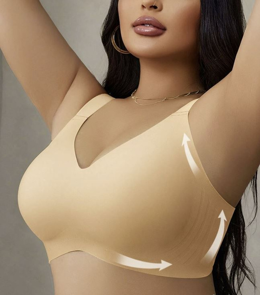 Бюстгальтер Женский SAIMEIQI без косточек, размер 70D, 75C персиковая нуга Нейлон, Спандекс ...
