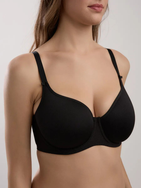 Бюстгальтер Женский Conte формованная чашка, на косточках, размер 70C черный Полиэстер, Полиамид ...