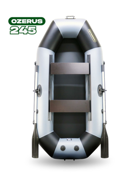 Лодка ПВХ под мотор надувная для рыбалки OZERUS 245, гребная двухместная крепления под транец ...