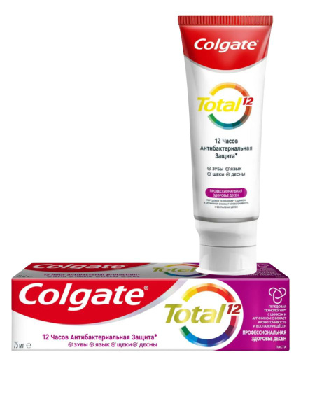 COLGATE Зубная паста TOTAL 12 Профессиональная Здоровье Десен комплексная антибактериальная, 75 ...