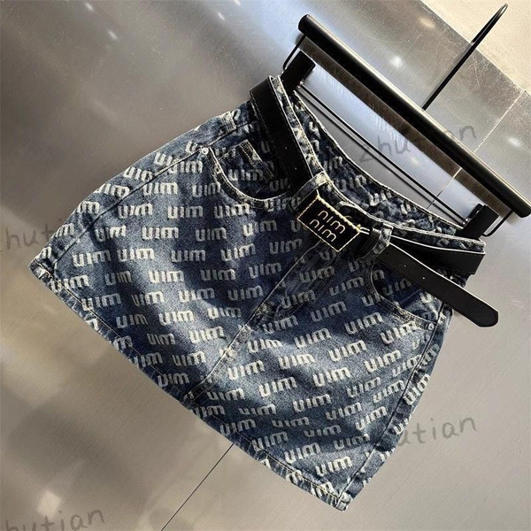 Юбка Женский Miu Miu синий Полиэстер карандаш размер универсальный Пряжка Мини Бахрома Лето