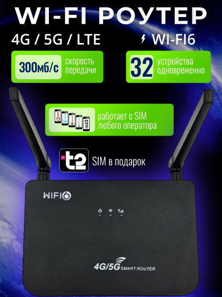 Роутер WiFi с сим картой; вай фай роутер; 4G, 5G, LTE, WiFi 6 купить на OZON по низкой цене ...