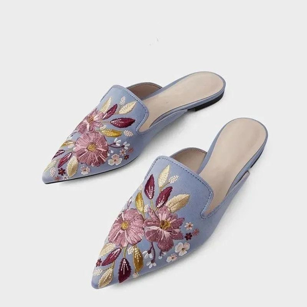 Мюли Женский Мех искусственный размер 40 Закрытый нос Стандартный низкий до 4 см Аппликация