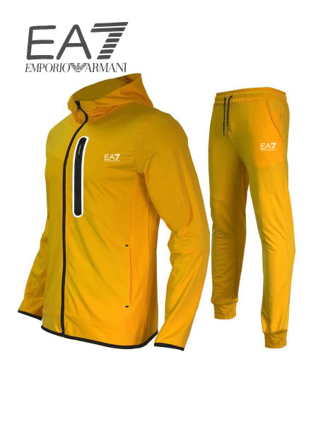 Костюм спортивный Мужской EA7 Повседневный тройка горчичный меланж, размер 50, 52 Бифлекс Другое ...
