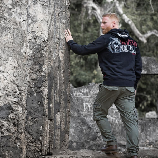 Толстовка Мужской Thor Steinar Карманы, Капюшон черный Молния, Затягивающийся шнурок Хлопок ...