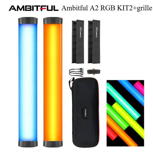 Ambitful A2 RGB KIT2+Grille 2500-8500K RGB лампа для видеокамеры + сотовая сетка встроенное ...