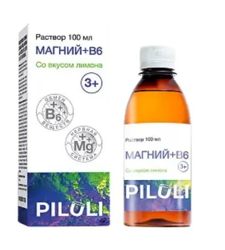Piluli Магний + В6, раствор для приема внутрь, лимон, 100 мл, 1 шт ...
