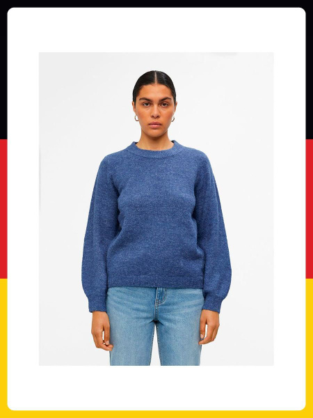 Свитер Женский OBJECT синий, размер 40, 42 Не указана дышащий материал купить c доставкой на ...