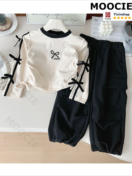 Комплект одежды Девочки MOOCIE Домашний с бриджами черный, размер 100 ABS пластик Однотонный ...