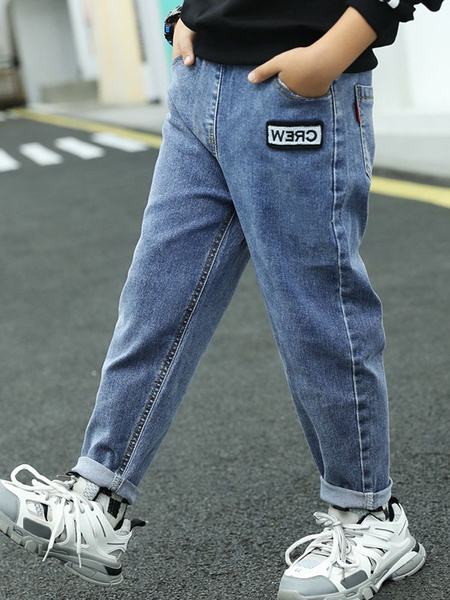 Джинсы Мальчики, Девочки BCATON акулья кожа Хлопок, размер 130 облегающий Средняя, рост 100 ...