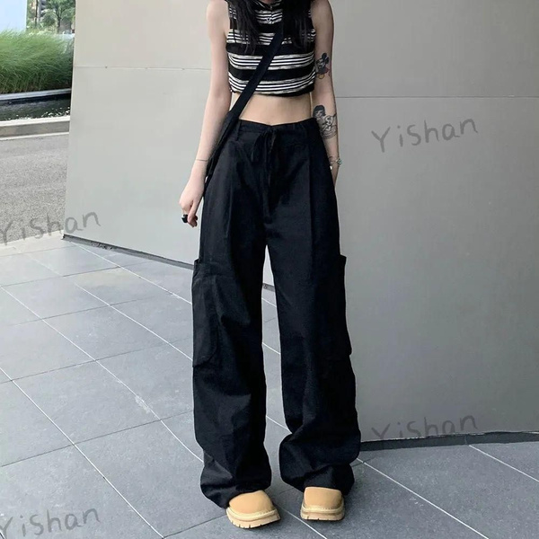 Брюки Женский SYJWY черный Полиэфир Домашний, размер 48 Без застежки На любой сезон Карманы ...