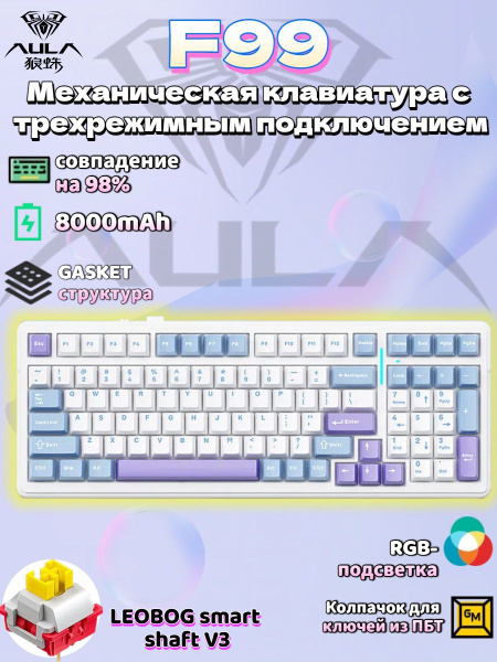 Характеристики AULA клавиатура Клавиатура беспроводная AULA F99 ...