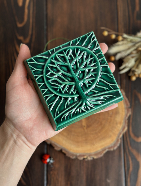 Украшение настенное интерьерное Изразец муравленый Древо Жизни 10 10 см купить по доступным