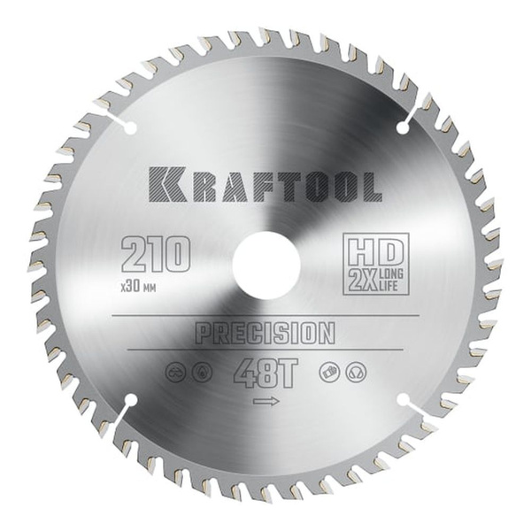 KRAFTOOL Precision, 210 х 30 мм, 48Т, пильный диск по дереву (36952-210 ...