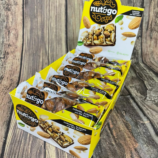 Батончик Nut and Go хрустящий миндаль в солёной карамели с морской ...