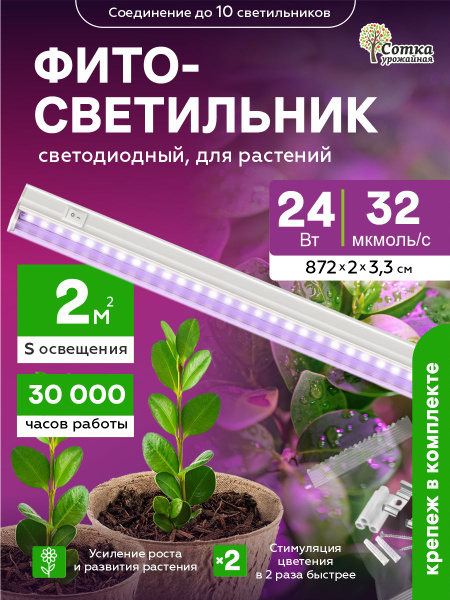 Фитосветильник для растений и рассады полный спектр 24Вт - купить с ...