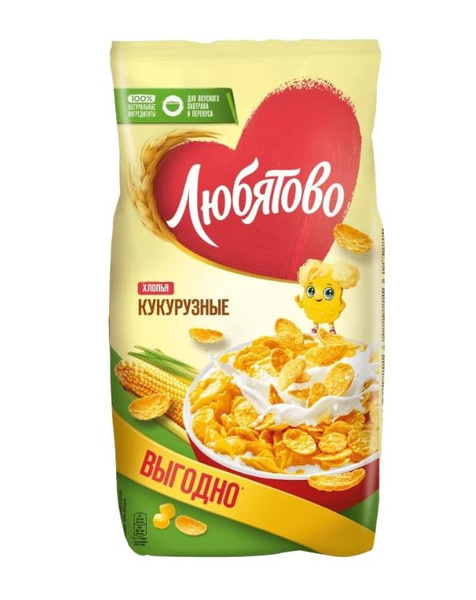 Любятово Хлопья кукурузные, 600 г - купить с доставкой по выгодным ...