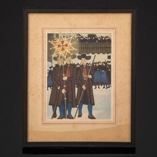 Графика Швейцарский бытовой сюжет в раме под стеклом, бумага, печать, Германия, 1900-1930 гг ...