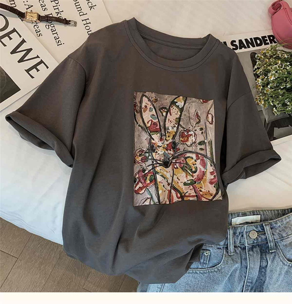 Футболка Женский Zara серый Короткий размер 44 Хлопок Орнамент Воротник Китай Легкая атлетика