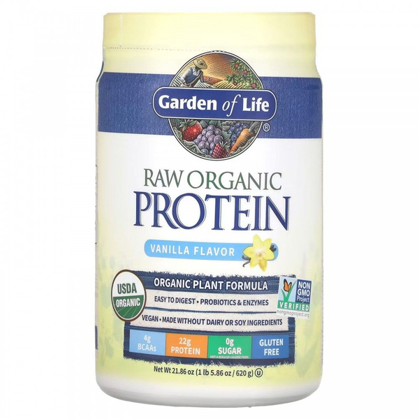Garden of Life, необработанный органический протеин, со вкусом ванили ...