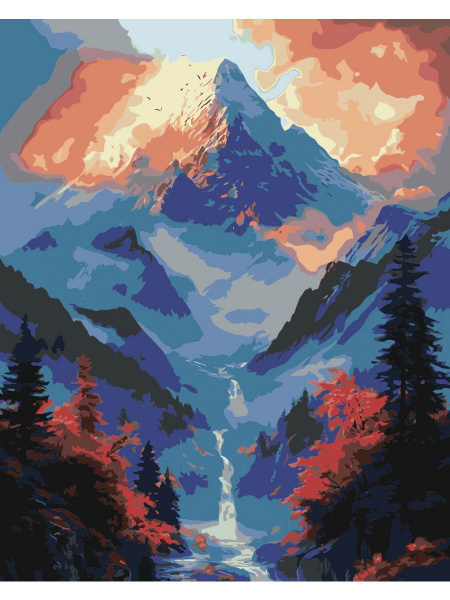 Картина по номерам река в горах природа на деревянном подрамнике 40х50 ...