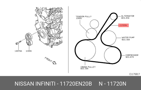 Ремень поликлиновый 6pk1210 Nissan 11720-EN20B купить на OZON по низкой ...