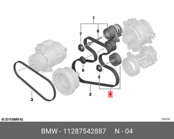 Ролик обводной приводного ремня BMW 11 28 7 542 887 - BMW арт. 11 28 7 ...