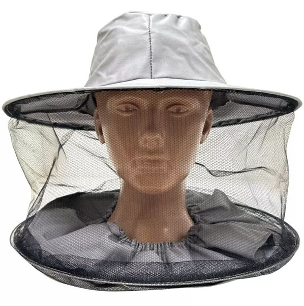 Сетка лицевая пчеловодная, СЕТКА ВОКРУГ, ткань плотная х/б, цвет СЕРЫЙ ...