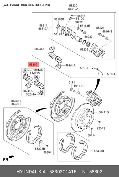 Колодки тормозные Hyundai-KIA 58302C1A15 - купить по низким ценам в ...