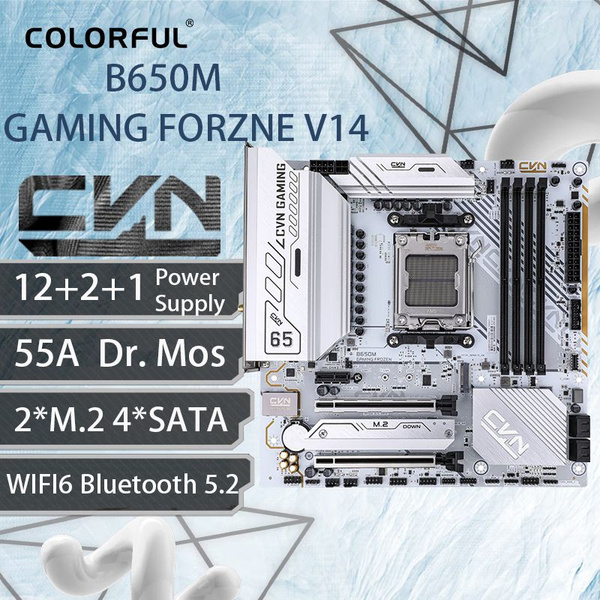 Colorful CVN B650M GAMING FROZEN V14 Сокет AM5 белая материнская плата ...