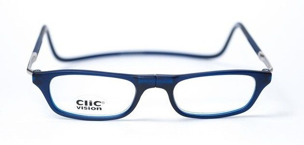 Очки CliC Frosted Темно-синий, серебро, 35, +2, гриламид, металл, XL ...