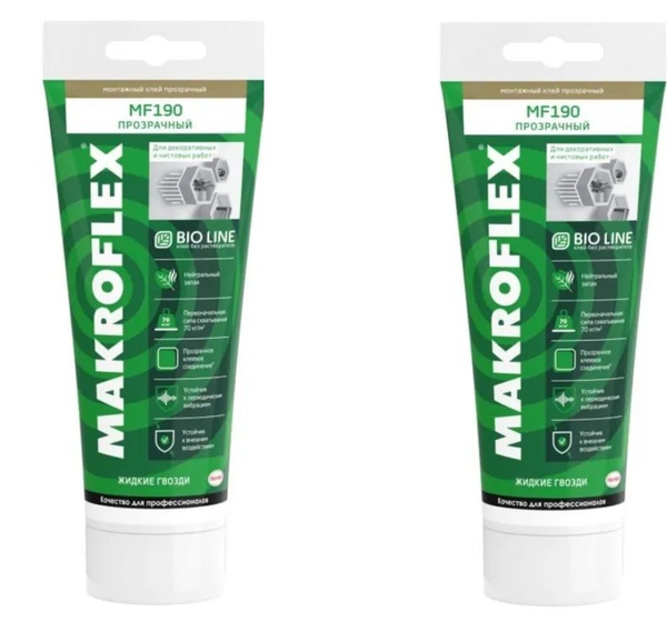 Makroflex Клей Монтажный Bio Line MF190 Ультрасильный прозрачный, 185 г ...