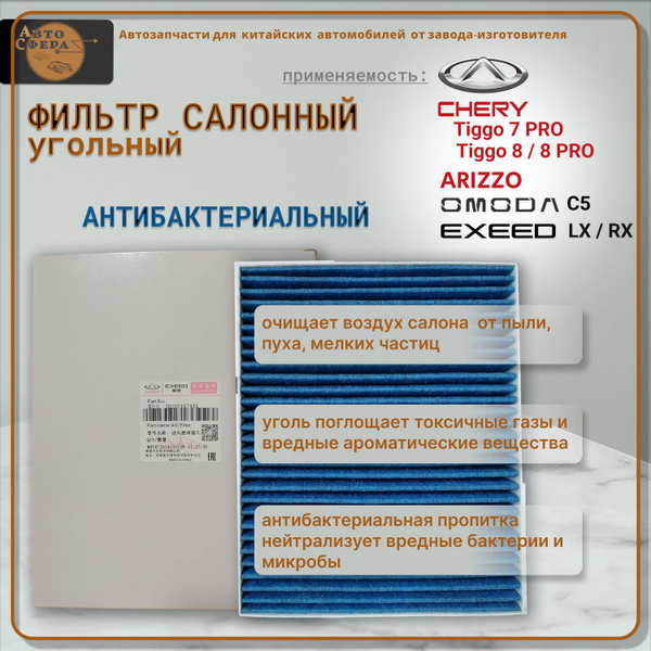 Характеристики Фильтр салонный угольный АНТИБАКТЕРИАЛЬНЫЙ 301001574AA ...