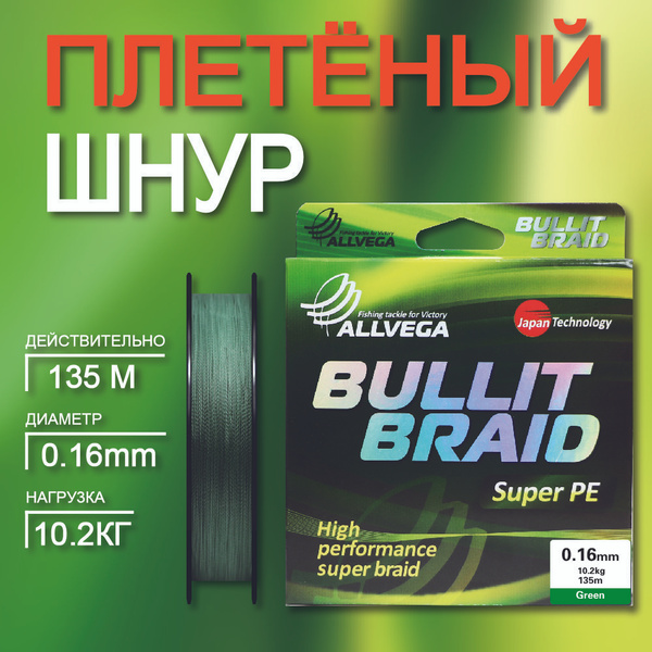 Характеристики Шнур плетёный для рыбалки ALLVEGA Bullit Braid Леска ...