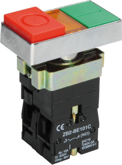 Кнопка управления IEK / ИЭК LAY5-BW8465 I-O сдвоенная с подсветкой, 10А ...