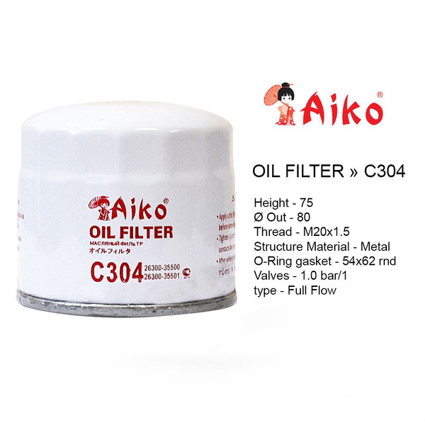 Фильтр масляный Aiko C304 - купить по выгодным ценам в интернет ...