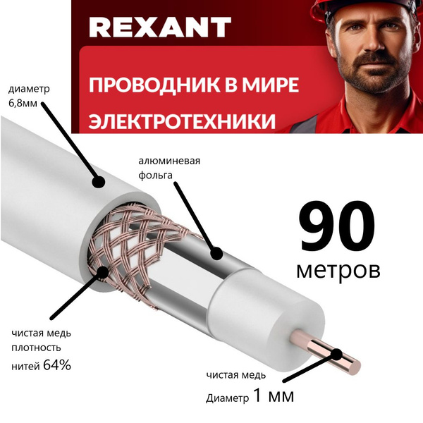 Кабель AV, BNC REXANT 01-2231 - купить по низкой цене в интернет-магазине OZON (1578725626)