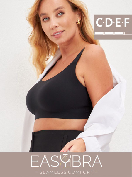 Бюстгальтер Женский EASY BRA без косточек, высокая закрытая чашка, размер 85F, 90C черный ...