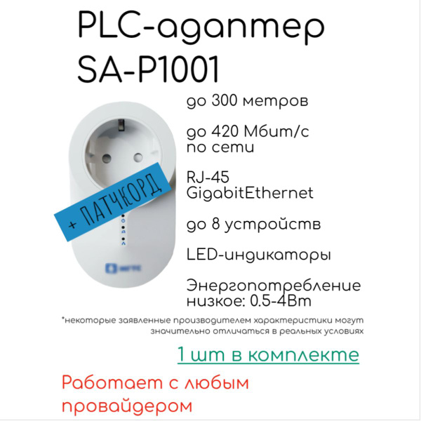 РОТЕК Адаптер PowerLine PLC SA-P1001 - купить с доставкой по выгодным ...