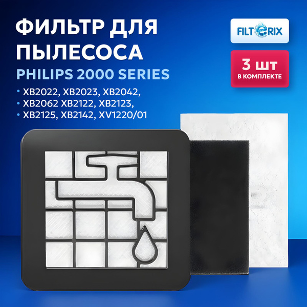 Набор фильтров для пылесоса Philips 2000 Series, тип XV1220/01, XB2022 ...