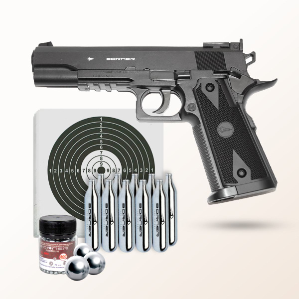 Пневматический пистолет Borner 1) BORNER_airgun_Power Win 304 + шарики BBs 500 шт + CO2 10 шт ...