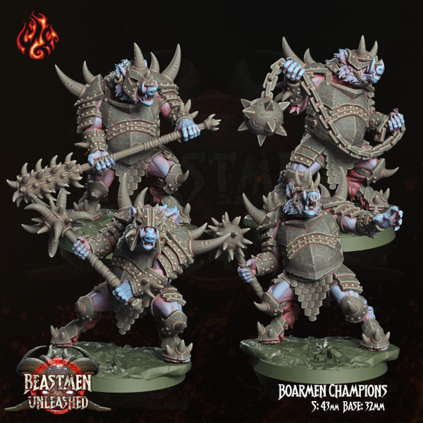 Миниатюра Warhammer Beastmen Boar Champions - купить с доставкой по ...