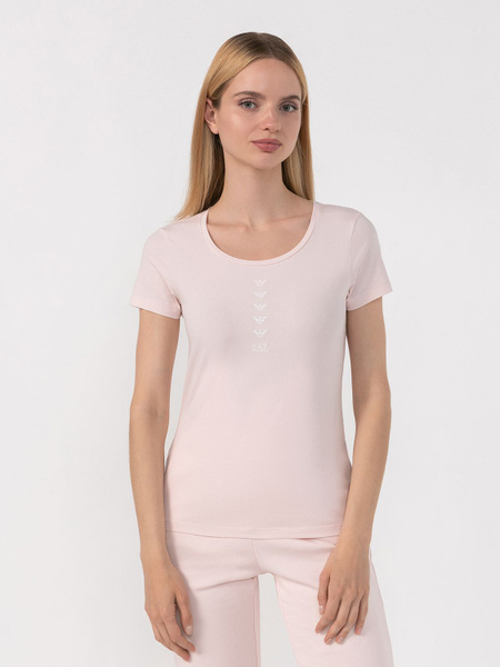 Футболка EA7, размер 44, 46, цвет светло-розовый, хлопок 95% эластан 5% - купить по выгодной ...